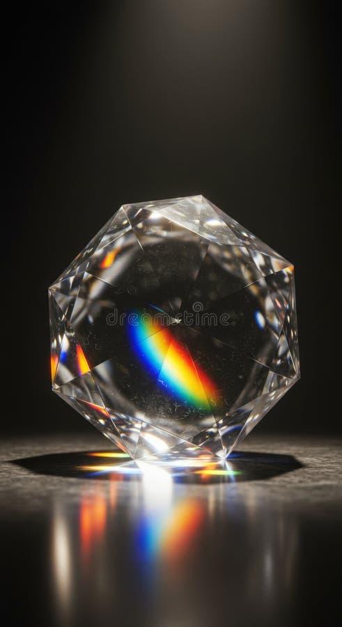 Octagonal Crystal Gem with Rainbow Reflection Stock Illustration ...
