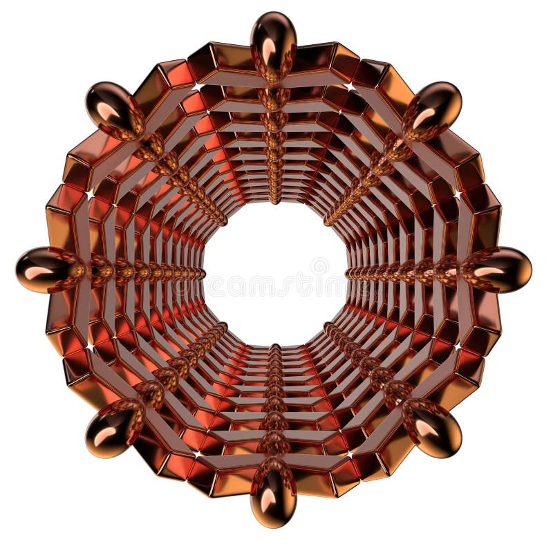Octagonal Cylinder Copper Metal Object Structure Design Element ...