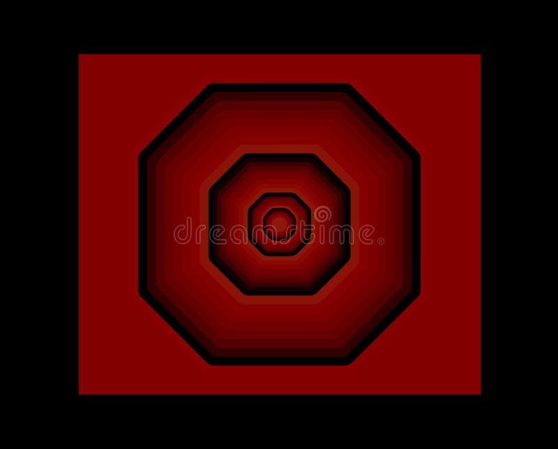 Octagonal Figure in Red and Black Stock Illustration - Illustration of ...