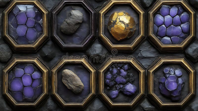 Octagonal Frames Display Varied Textured Specimens Stock Image - Image ...
