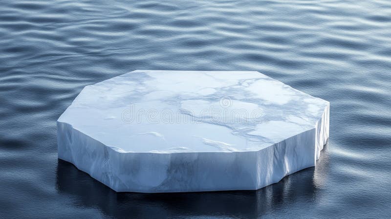 Octagonal Ice Floe Floating on Calm Blue Water Stock Illustration ...