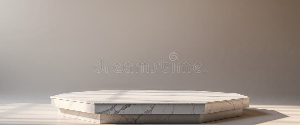 Octagonal Marble Platform Illuminated by Soft Light and Shadows Stock ...