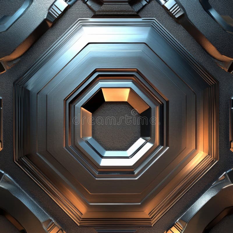 Octagonal Metal Panel with Inner Octagon and Brushed Finish Stock ...