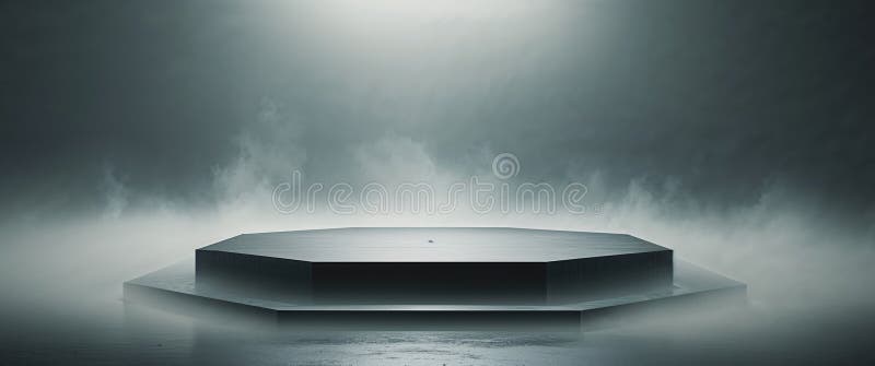 Octagonal Platform on a Square Stage in Smoky Darkness. Stock Photo ...