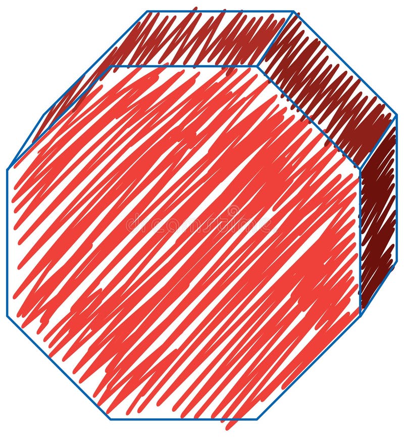 Octagonal Prism Colour Sketch Simple Style Stock Vector - Illustration ...