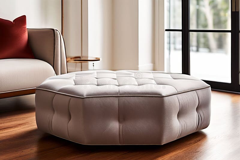 Octagonal Shaped Ottoman with Upholstered Top a Close Up of an O Stock ...
