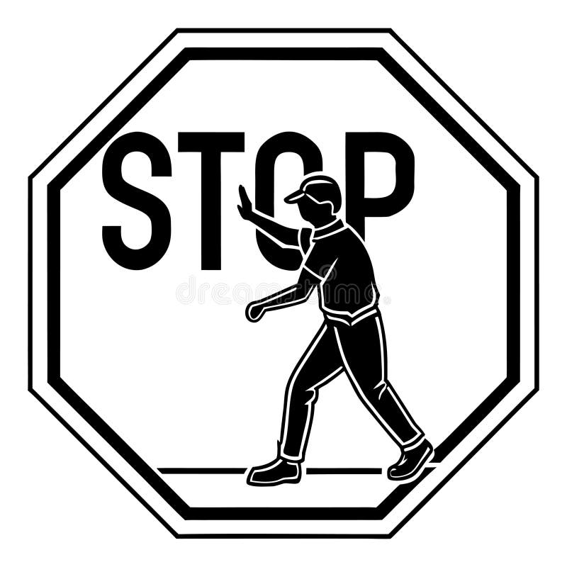 Octagonal Stop Sign with Baseball Player Silhouette Stock Vector ...