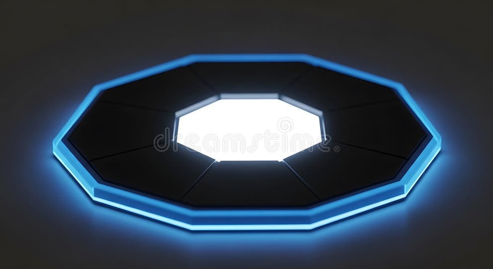 Octagonal Structure with a Central Illuminated White Light and Dark ...