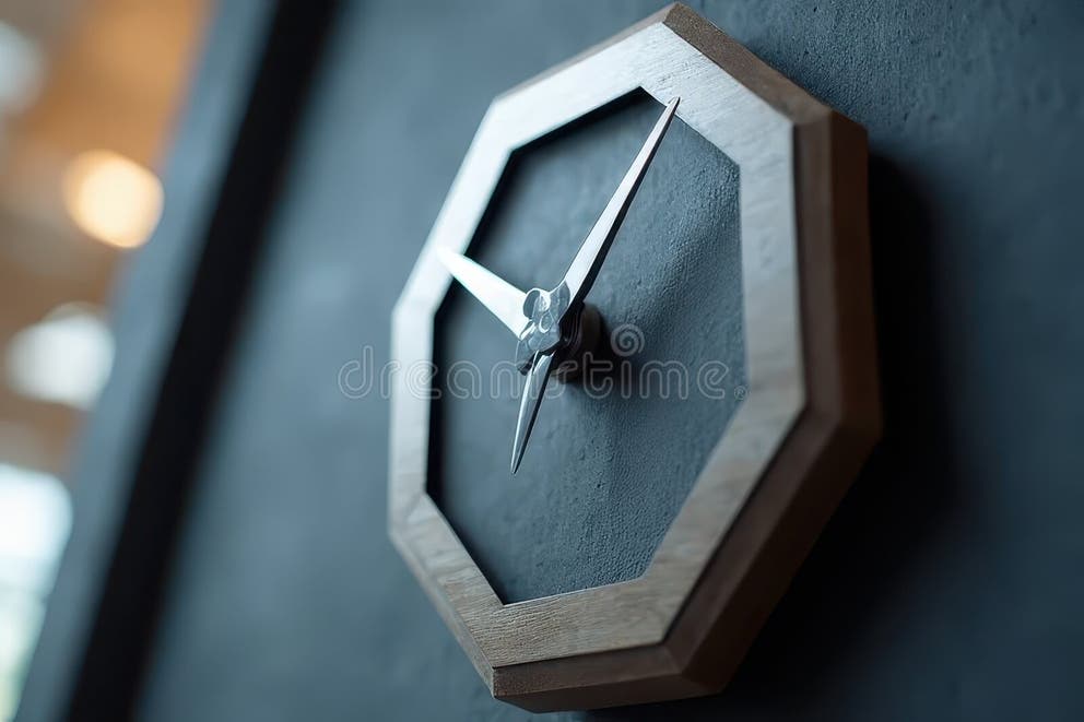 Octagonal Wall Clock - Contemporary Timepiece Stock Illustration ...