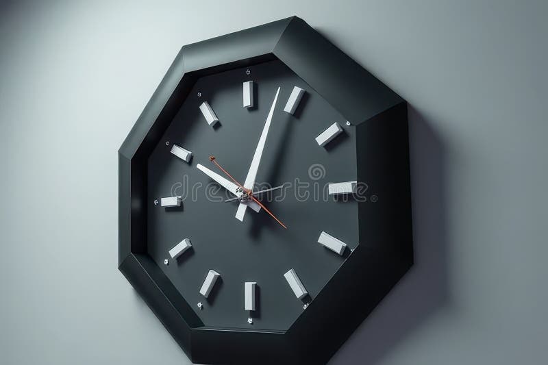 Octagonal Wall Clock - a Modern Timepiece Stock Illustration ...