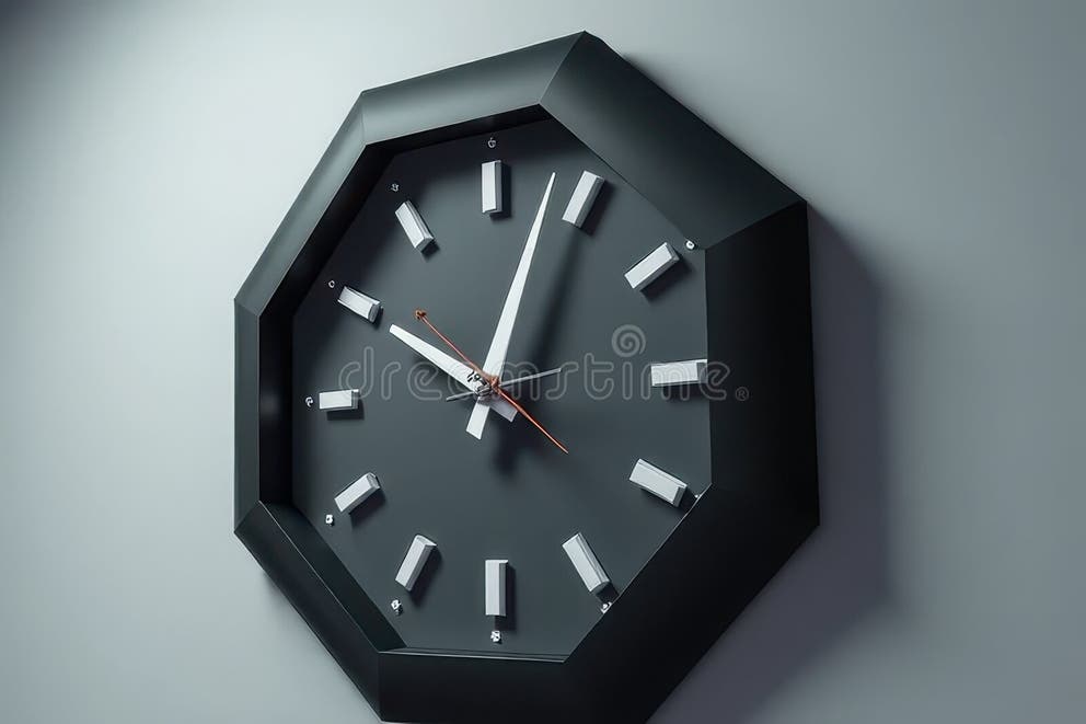 Octagonal Wall Clock - a Modern Timepiece Stock Illustration ...