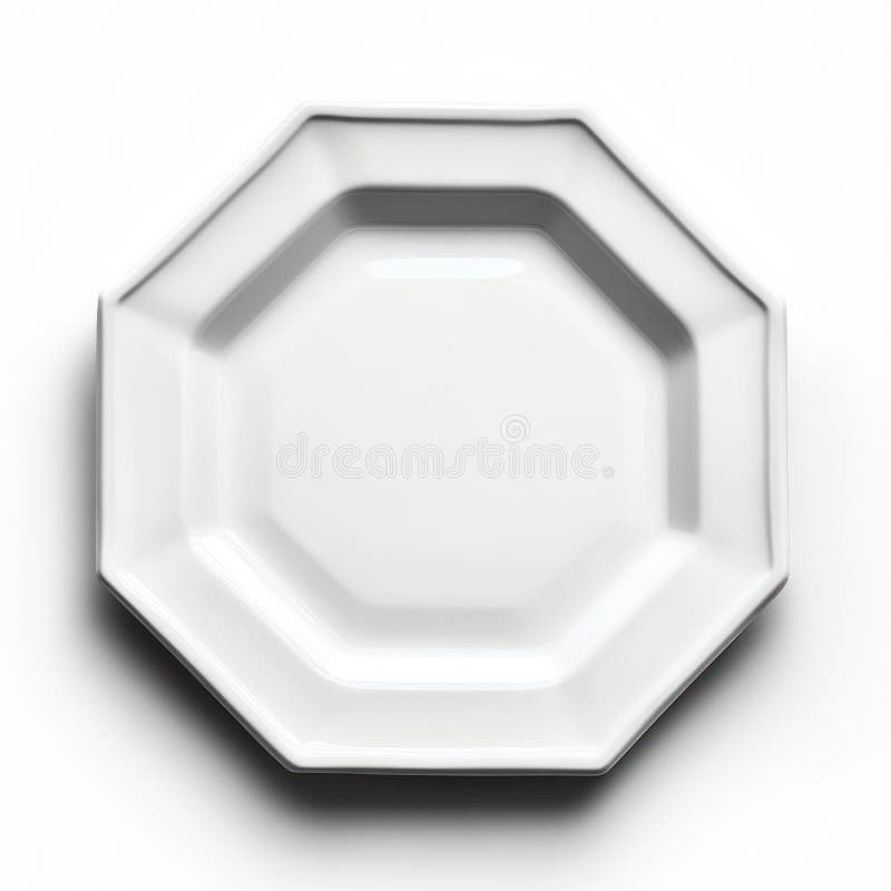 Octagonal White Porcelain Plate on Gray Background. Generative Ai Stock ...