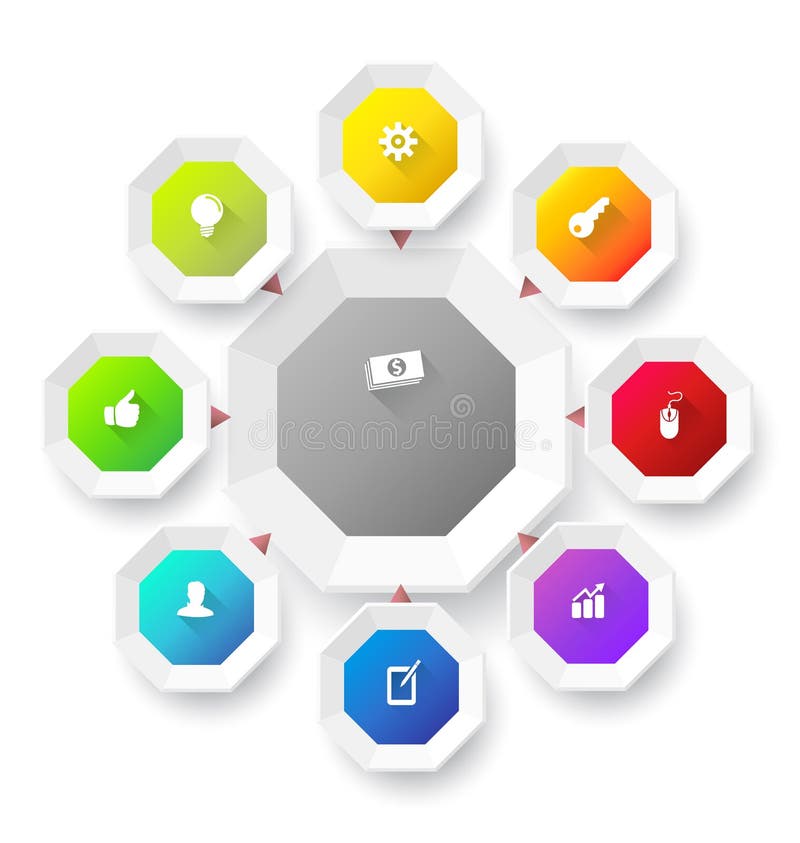 Vector Hexagon Group with Icons for Business Concepts Stock Vector ...