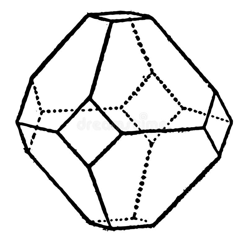 Octahedron in Combination with Cube Vintage Illustration Stock Vector ...