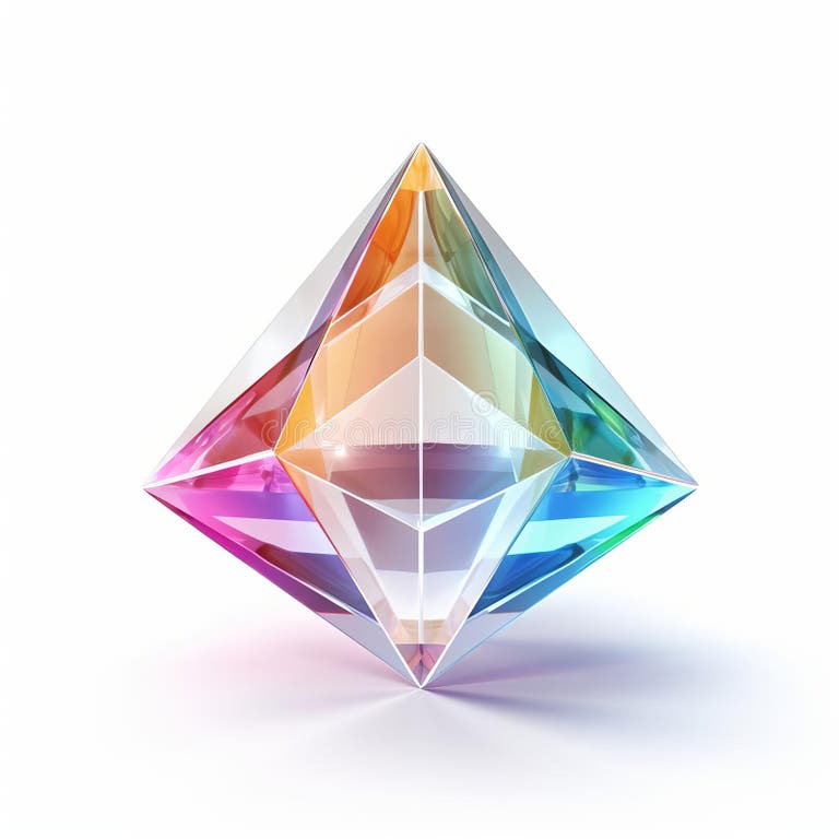 Minimalist Octahedron Crystal on White Background Luxury Stock ...