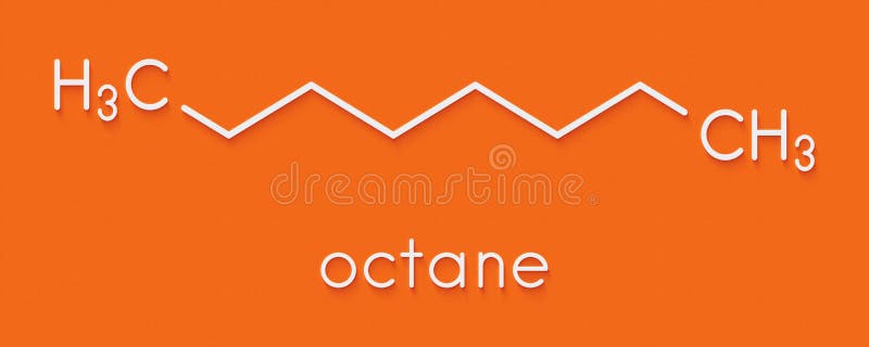 Octane Hydrocarbon Molecule. Component of Petrol Gasoline. Skeletal ...