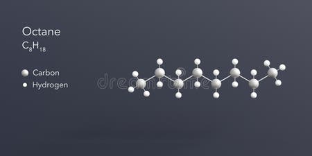 Octane Molecule 3d Rendering, Flat Molecular Structure with Chemical ...