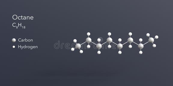 Octane Molecule 3d Rendering, Flat Molecular Structure with Chemical ...