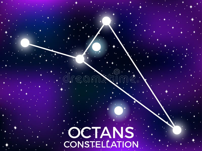 Octans Constellation. Starry Night Sky. Cluster of Stars and Galaxies ...