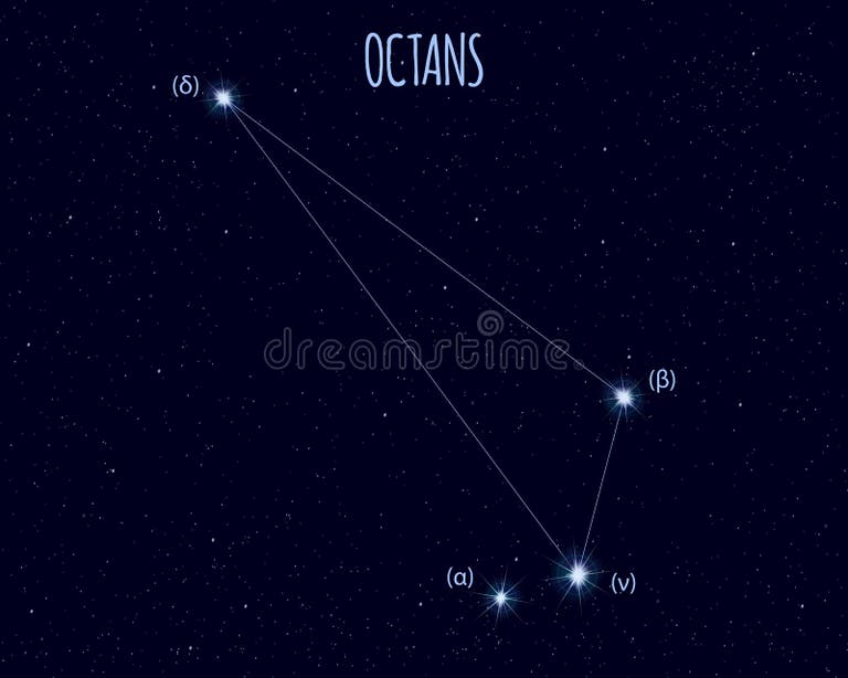 Octans Constellation, Vector Illustration with Basic Stars Stock Vector ...