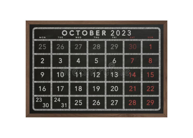 2023 October Black Chalkboard Calendar Stock Photo - Image of copy ...