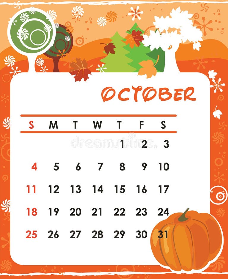 Calendar Frame October Stock Illustrations – 1,520 Calendar Frame ...