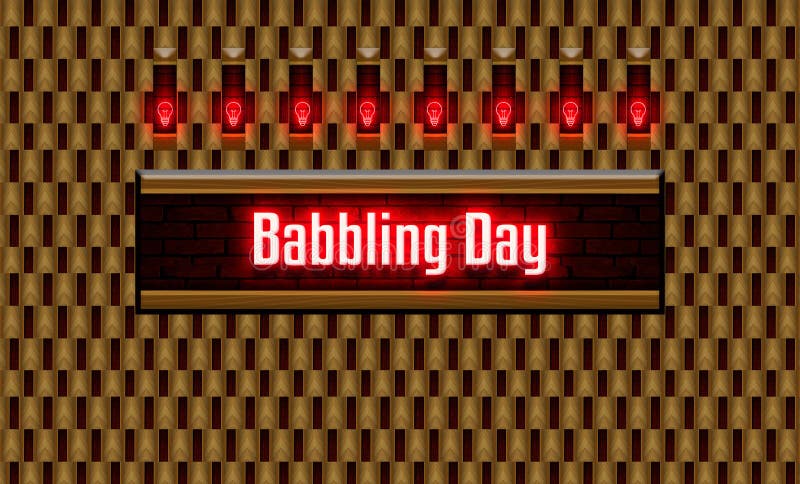 21 October, Babbling Day, Neon Text Effect on Bricks Background Stock ...