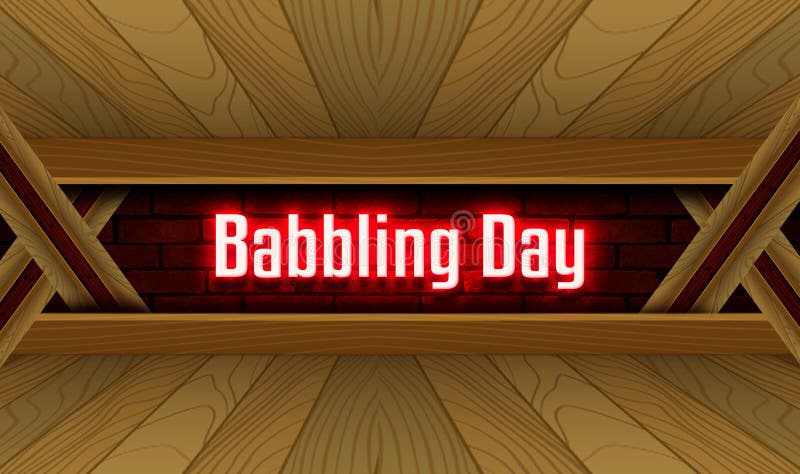 October, Babbling Day, Neon Text Effect on Bricks Background Stock ...