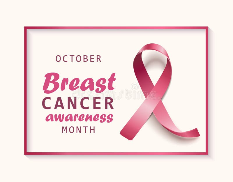 October Breast Cancer Awareness Month Banner With Realistic Pink