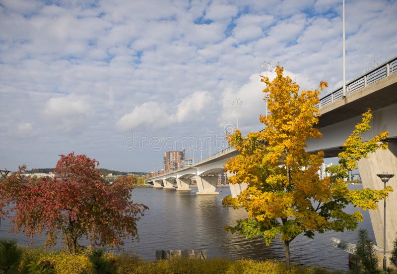 October bridge stock image. Image of landscape, cloudy - 45916765