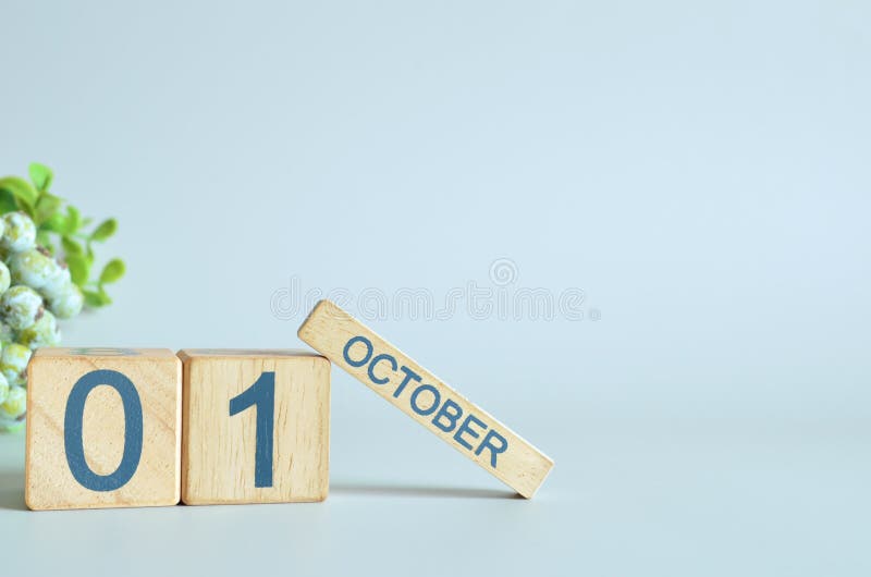 October 01, Calendar Cover Design with Number Cube with Green Fruit on ...