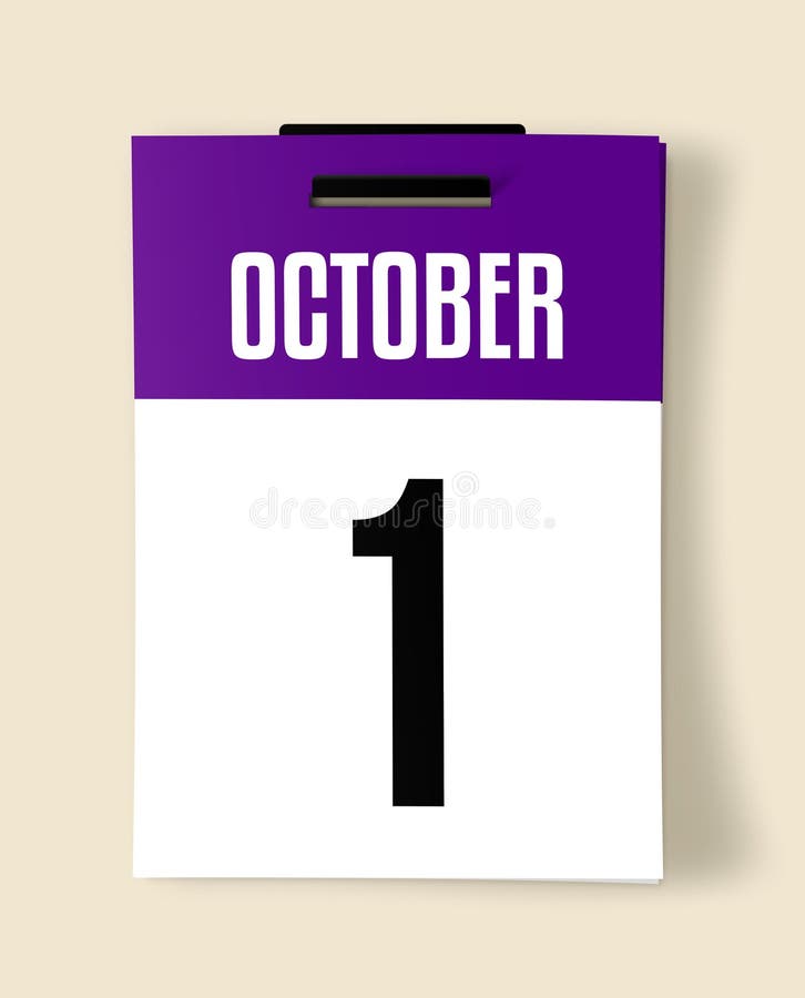 1 October Calendar Date, a Realistic Calendar Sheet Hanging on a Wall ...