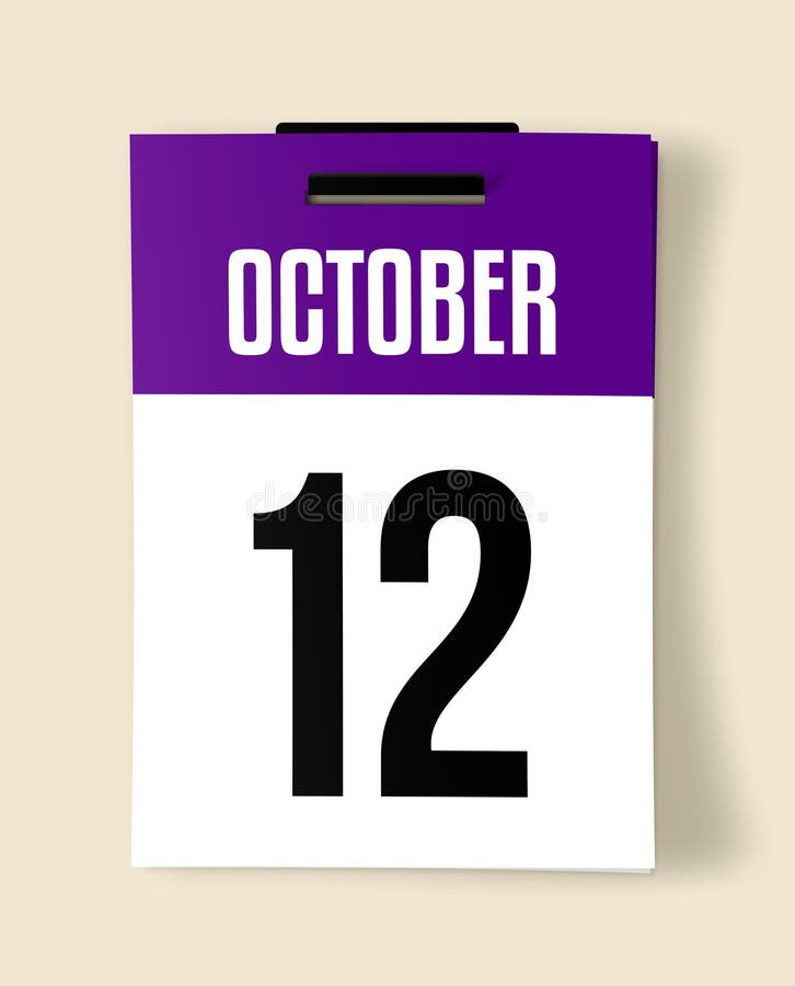 12 October Calendar Date, a Realistic Calendar Sheet Hanging on a Wall ...