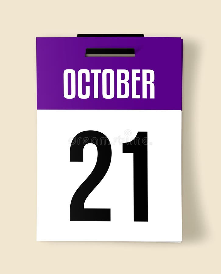 21 October Calendar Date, a Realistic Calendar Sheet Hanging on a Wall ...