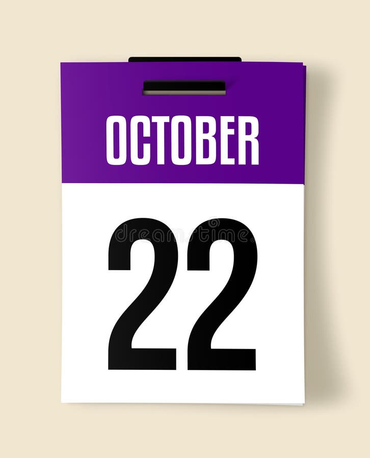 22 October Calendar Date, a Realistic Calendar Sheet Hanging on a Wall ...