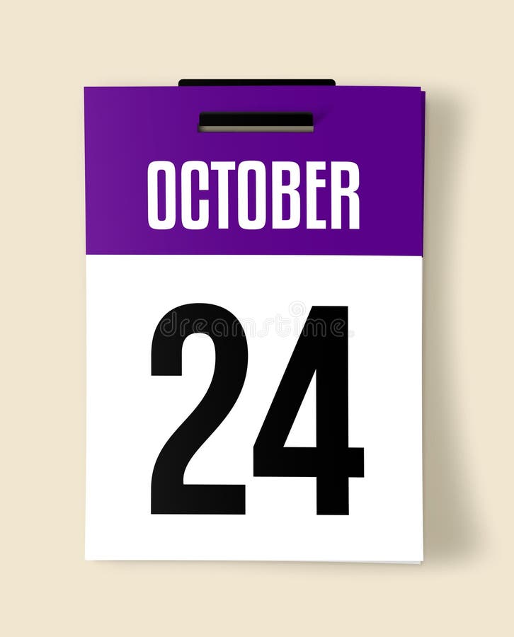 24 October Calendar Date, a Realistic Calendar Sheet Hanging on a Wall ...