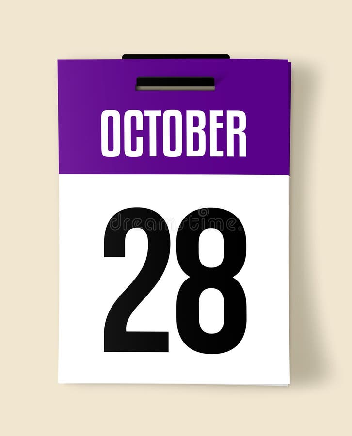 28 October Calendar Date, a Realistic Calendar Sheet Hanging on a Wall ...