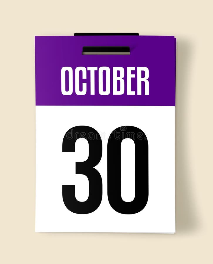 30 October Calendar Date, a Realistic Calendar Sheet Hanging on a Wall ...