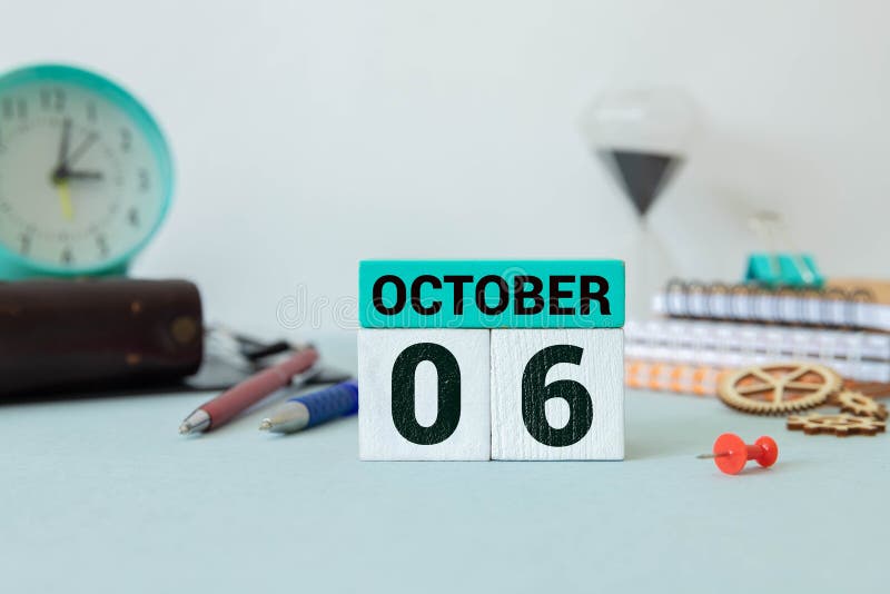 October 6 Calendar Date Text on Wooden Blocks with Copy Space for Ideas ...