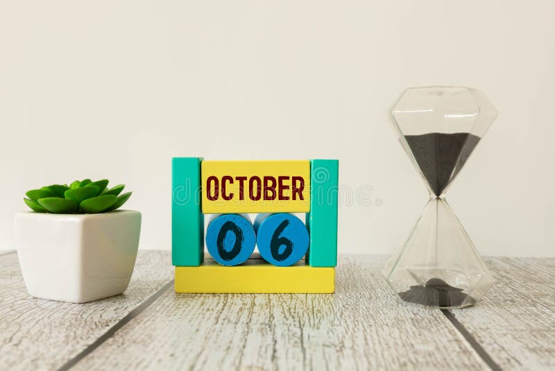 October 6 Calendar Date Text on Wooden Blocks with Copy Space for Ideas ...