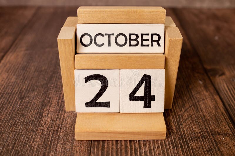 October 24 Calendar Date Text on Wooden Blocks with Copy Space for ...