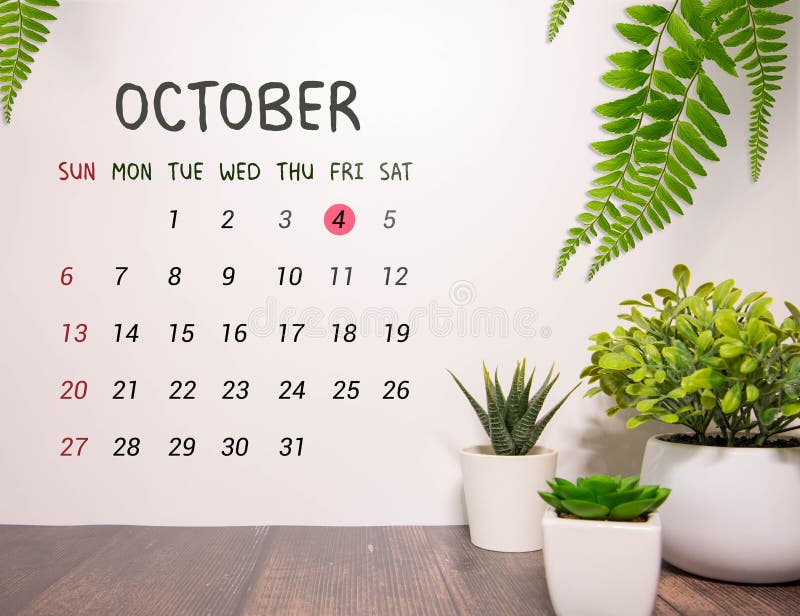 October 4 Calendar Date Text on Wooden Blocks with Copy Space for Ideas ...