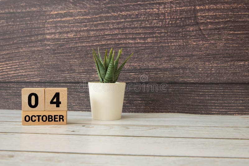 October 4 Calendar Date Text on Wooden Blocks with Copy Space for Ideas ...