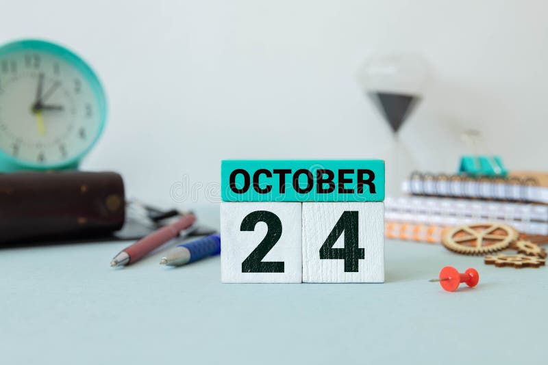 October 24 Calendar Date Text on Wooden Blocks with Copy Space for ...