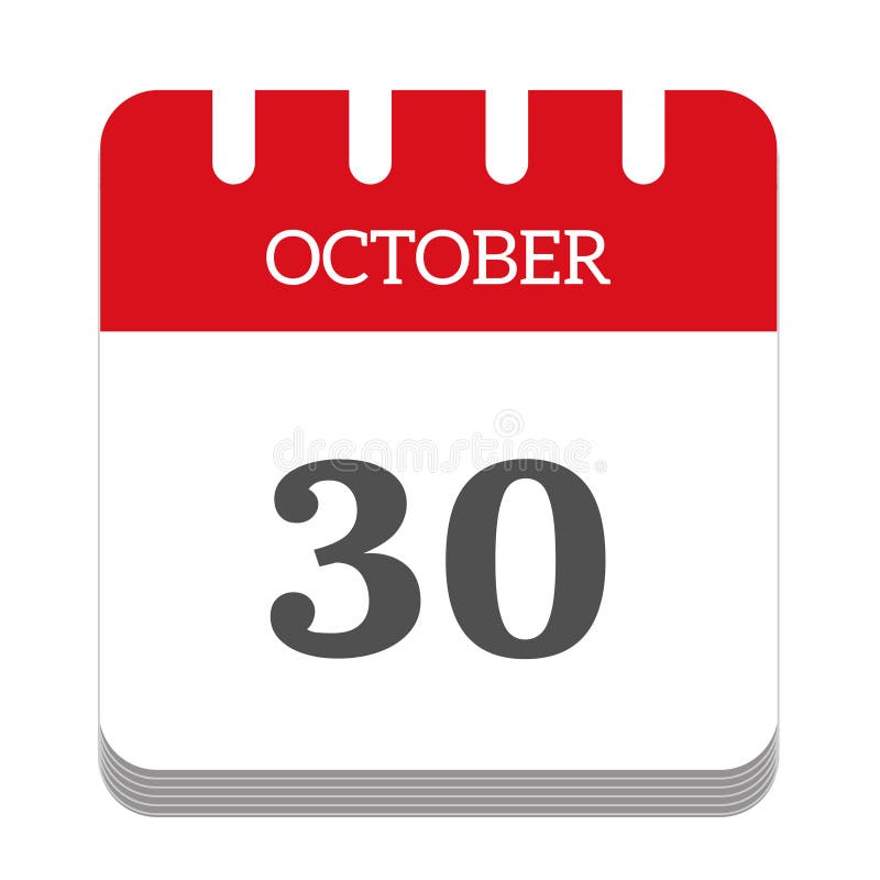 October 30 Calendar Flat Icon Stock Illustration - Illustration of ...
