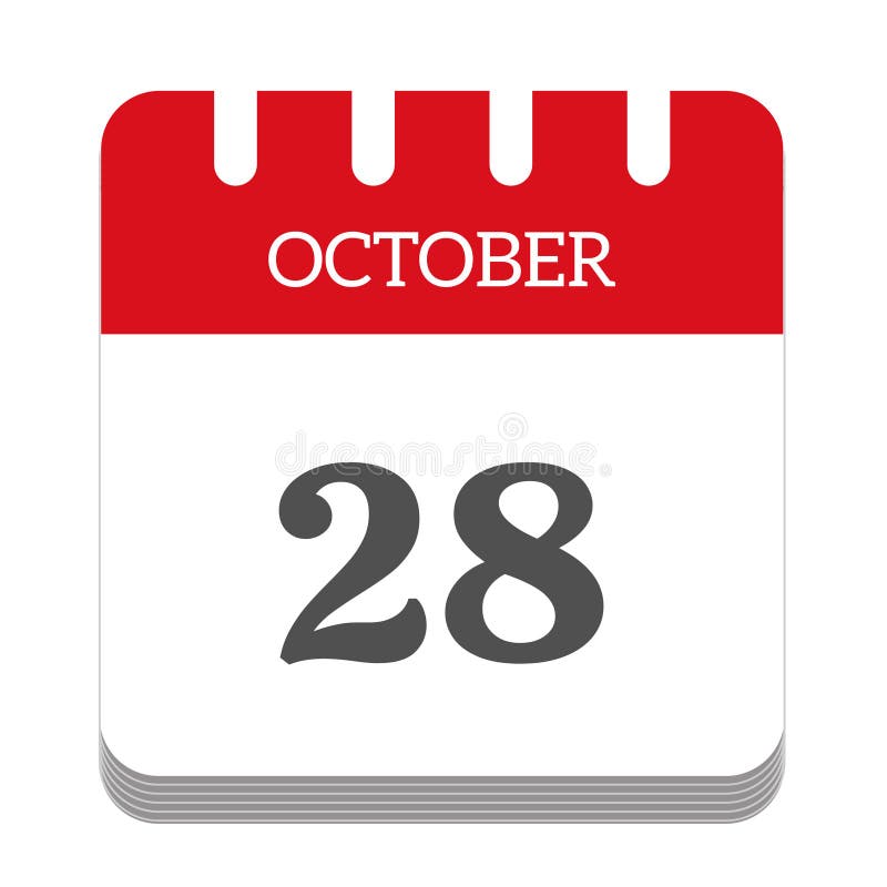 October 28 Calendar Flat Icon Stock Illustration - Illustration of flat ...