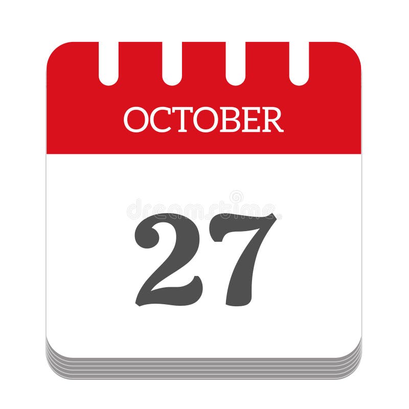 October 27 Calendar Flat Icon Stock Illustration - Illustration of ...