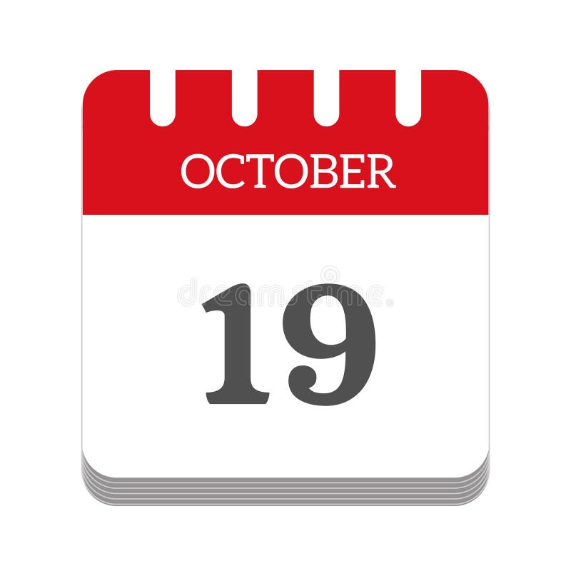 October 19 Calendar Flat Icon Stock Illustration - Illustration of ...