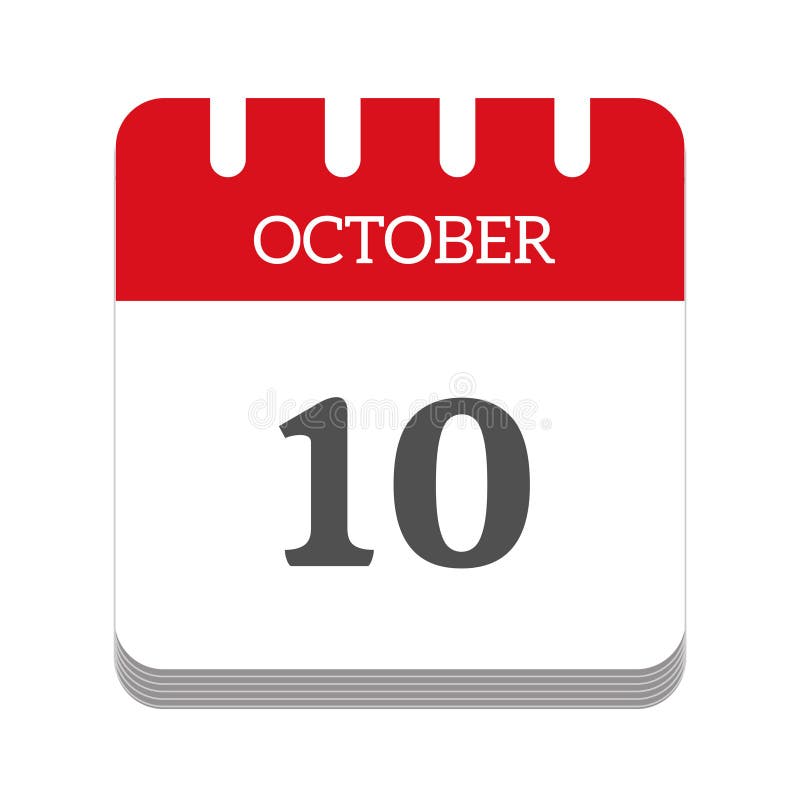 October 10 Calendar Flat Icon Stock Illustration - Illustration of ...