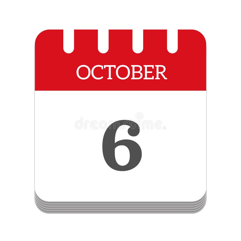 October 6 Calendar Flat Icon Stock Illustration - Illustration of ...